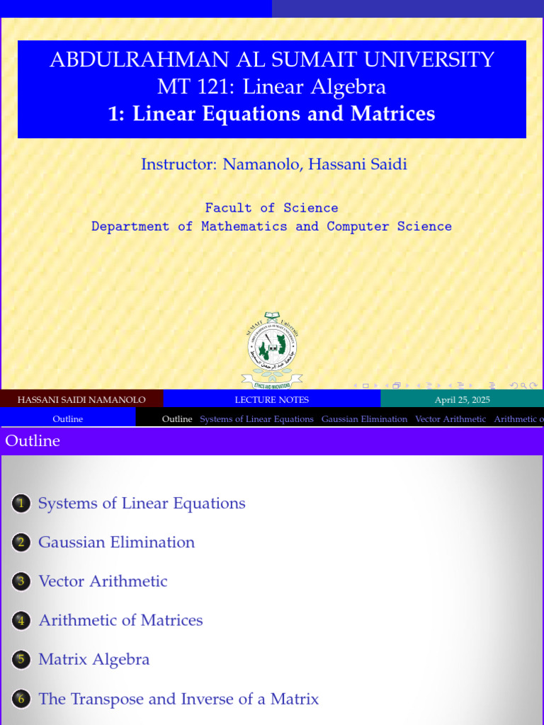 Linear Equations and Matrices | PDF | Matrix (Mathematics) | System Of Linear Equations