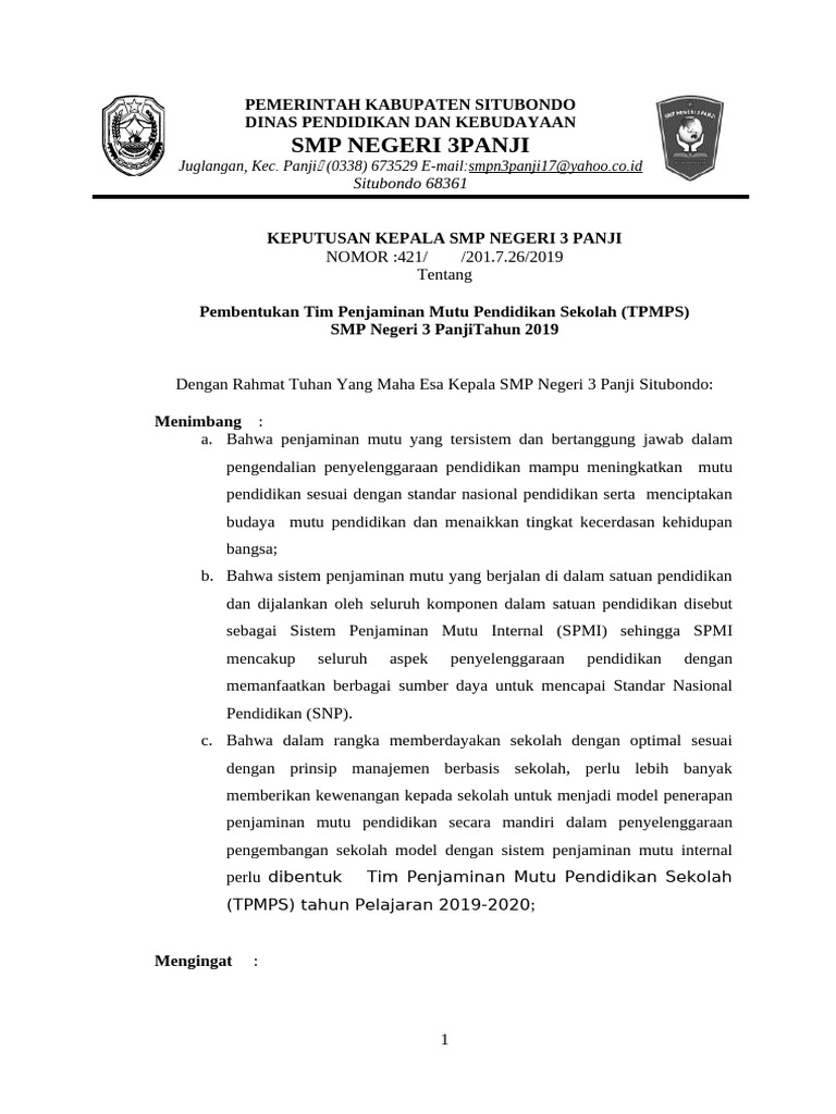 SK TIM SPMI 3 Panji - Pak Agus | PDF