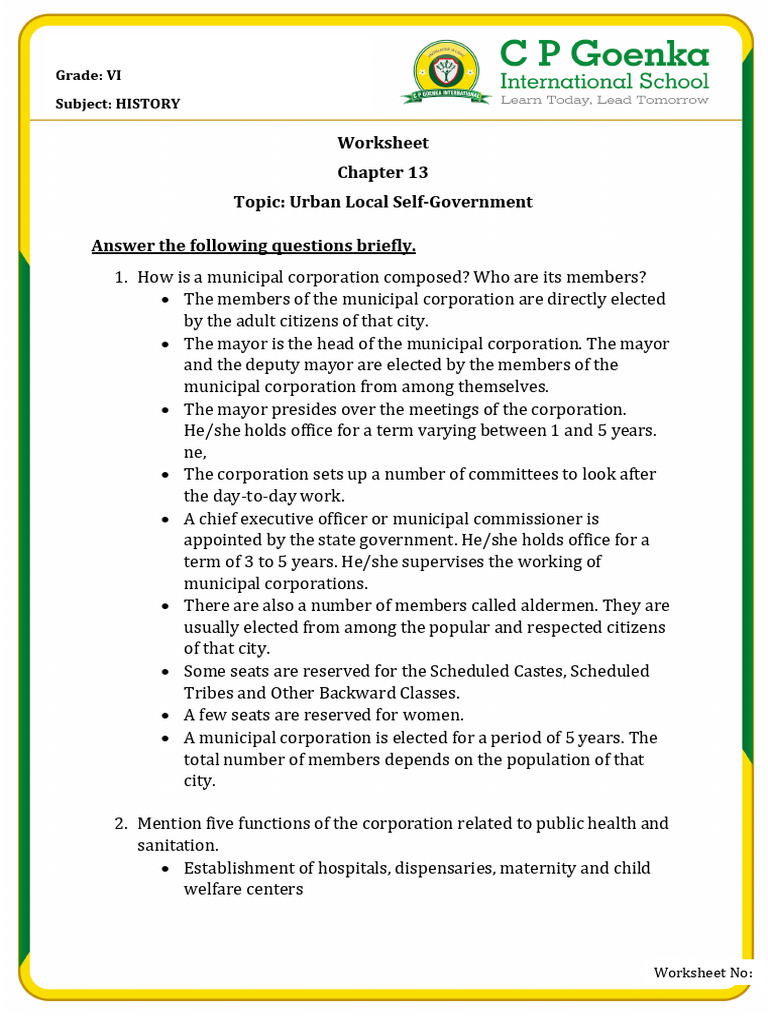 Urban Local Self Government New | PDF | Mayor