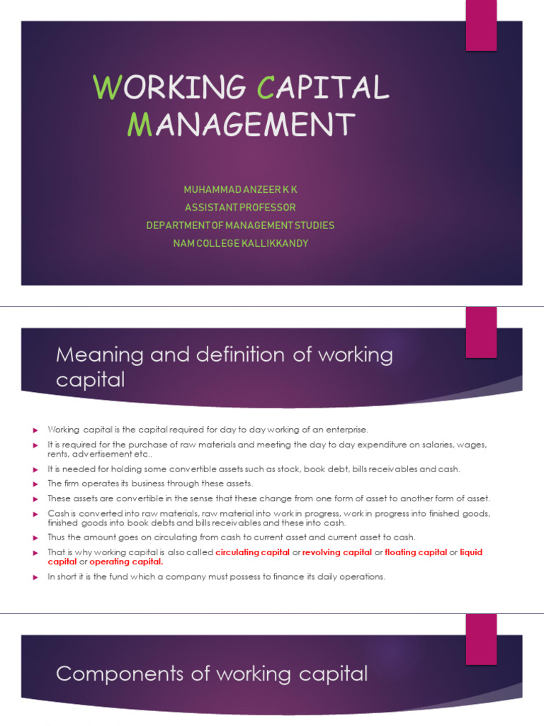 Understanding Working Capital Management | PDF | Working Capital ...