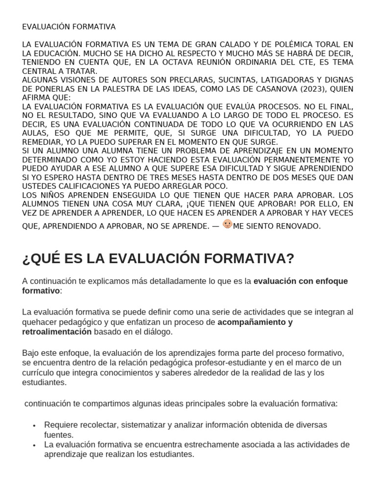 EVALUACIÓN FORMATIVA | PDF | Evaluación | Enseñando