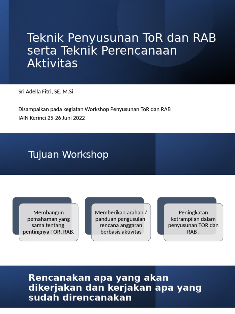 Teknik Penyusunan ToR Dan RAB | PDF