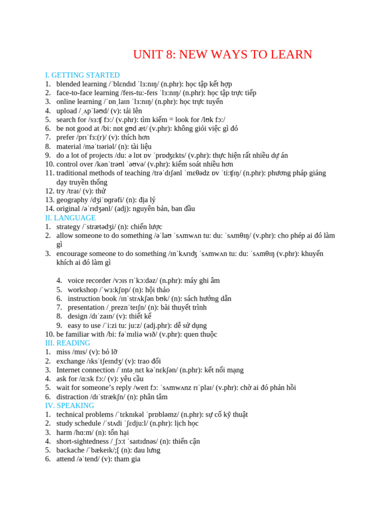 Vocab Unit 7+8+9 | PDF
