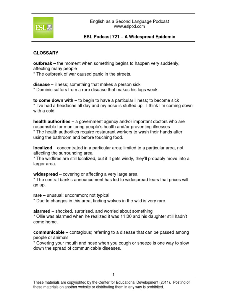 ESLPod - 721 - Guide (WWW - Languagecentre.ir) | PDF | Influenza A Virus Subtype H1 N1 | Epidemics