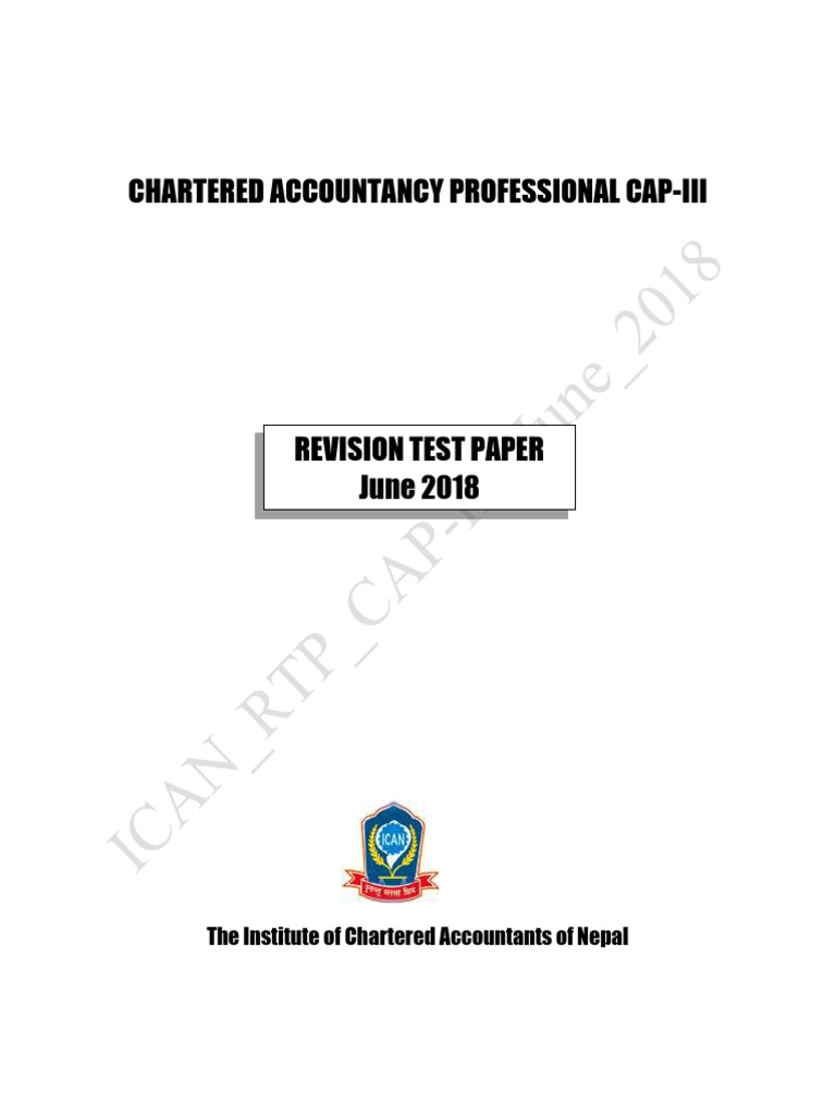 Revision Test Paper CAP III June 2018 | PDF | Equity (Finance ...