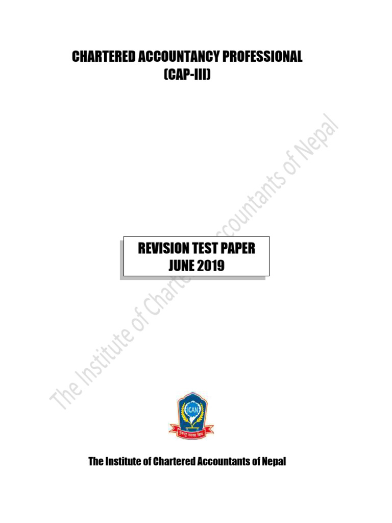 Revision Test Paper CAP III June 2019 | PDF | Going Concern | Financial ...
