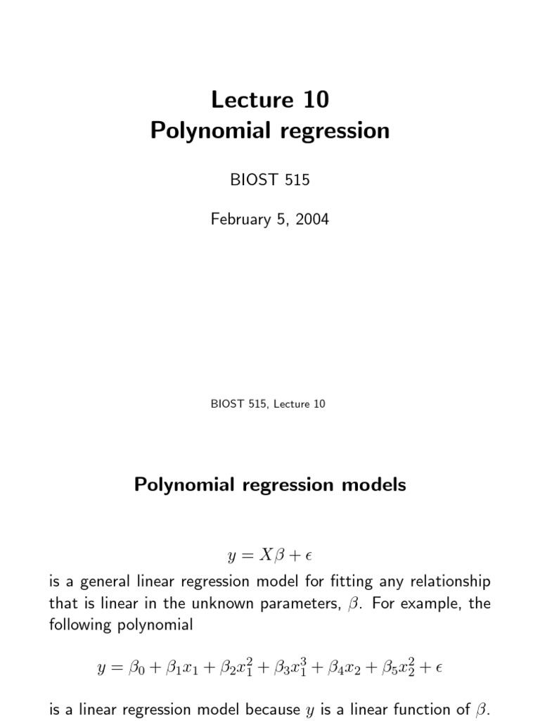 Polynomial Regresion Lectura10 | PDF | Regression Analysis | Spline (Mathematics)