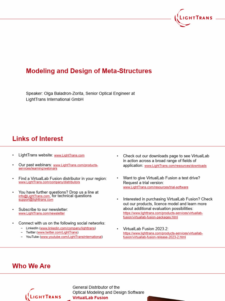 Webinar - Meta-Structures by LightTrans | PDF | Optics | Wavelength
