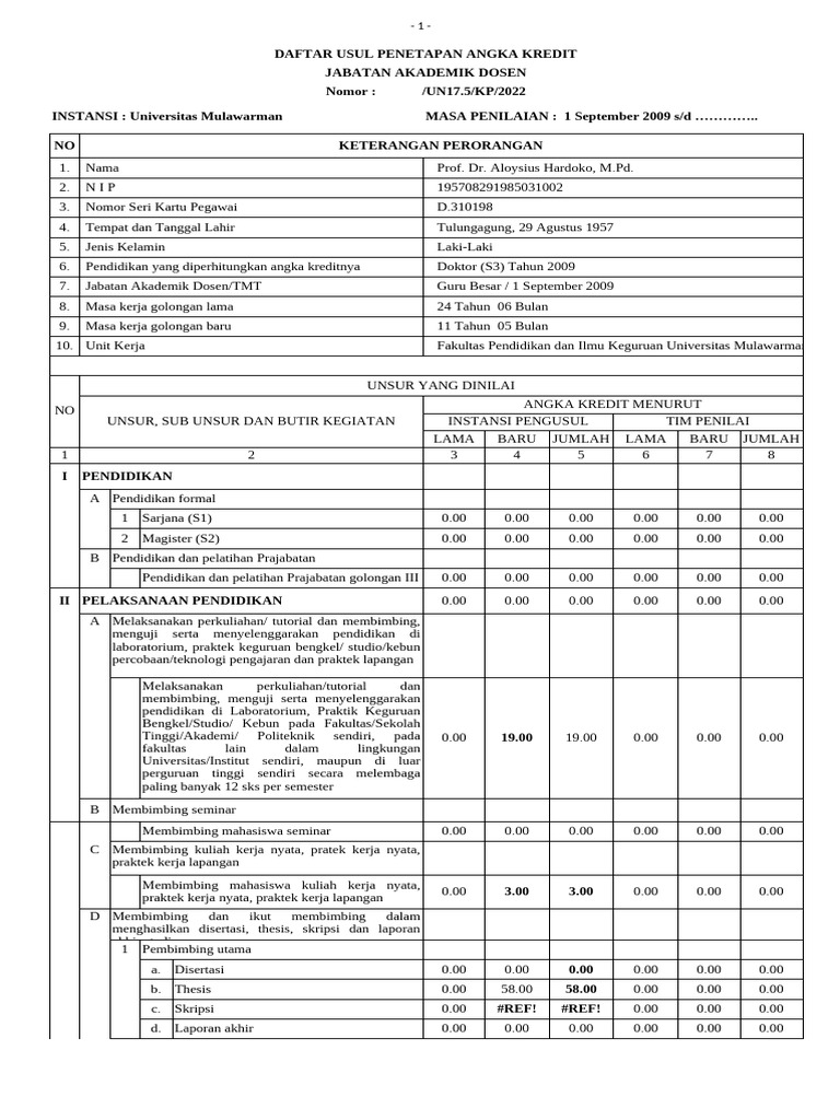 Contoh Form Pengakuan Dupak | PDF