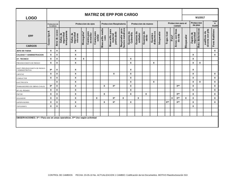 Matriz Epp Por Cargo | PDF