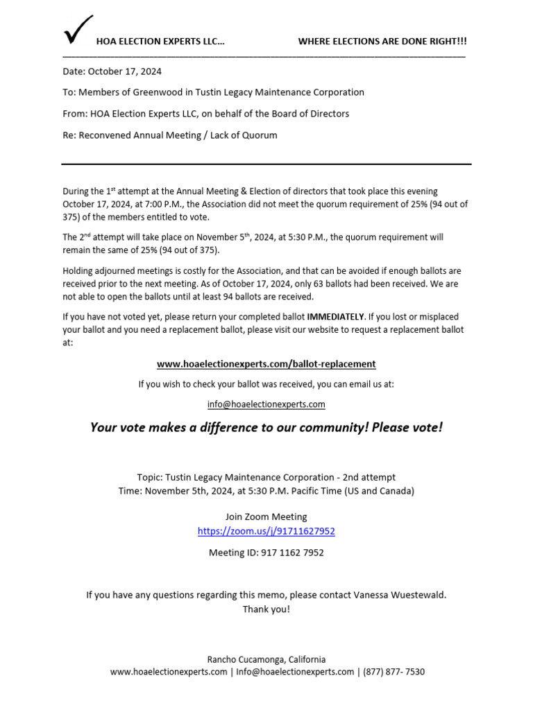 Adjourned Meeting Notice | PDF
