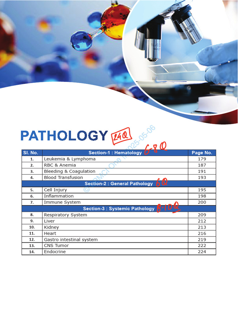 Day 1 - Pathology - Annotated Workbook | PDF | Anemia | Hematology