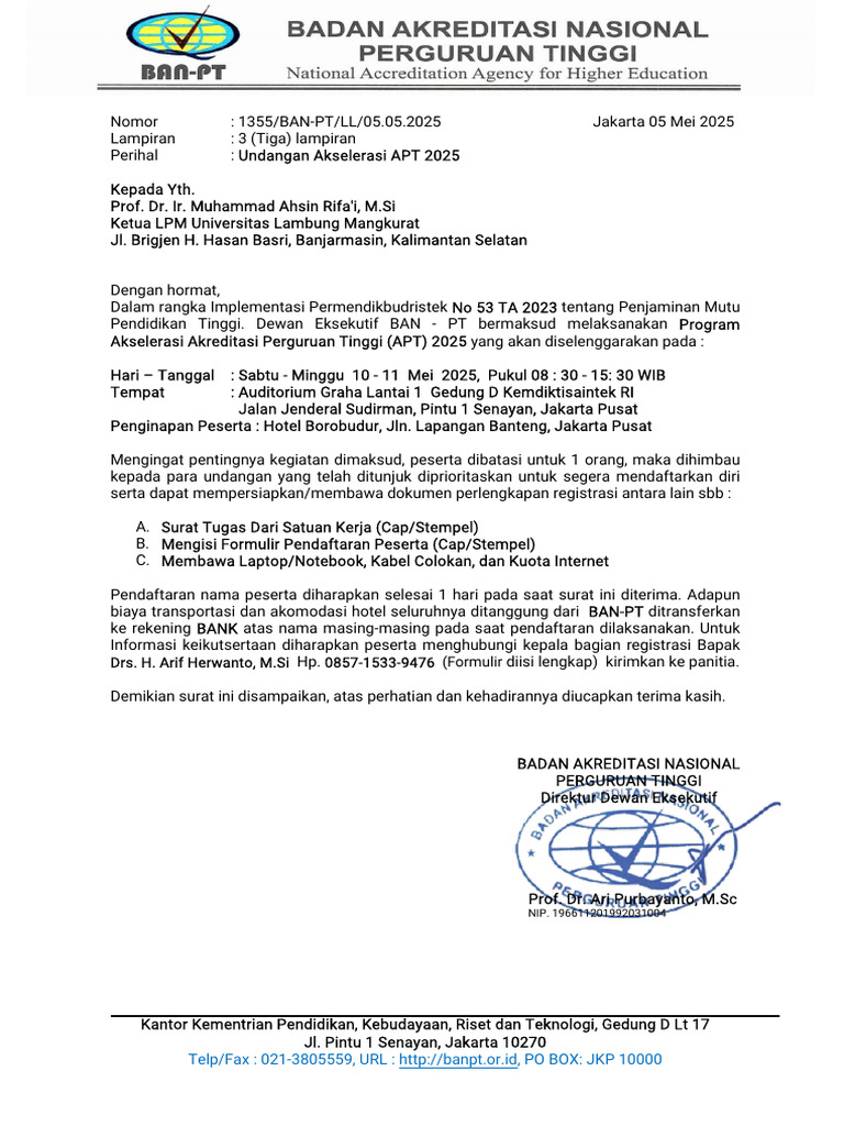 Undangan Peserta Program Akselerasi APT 2025 | PDF