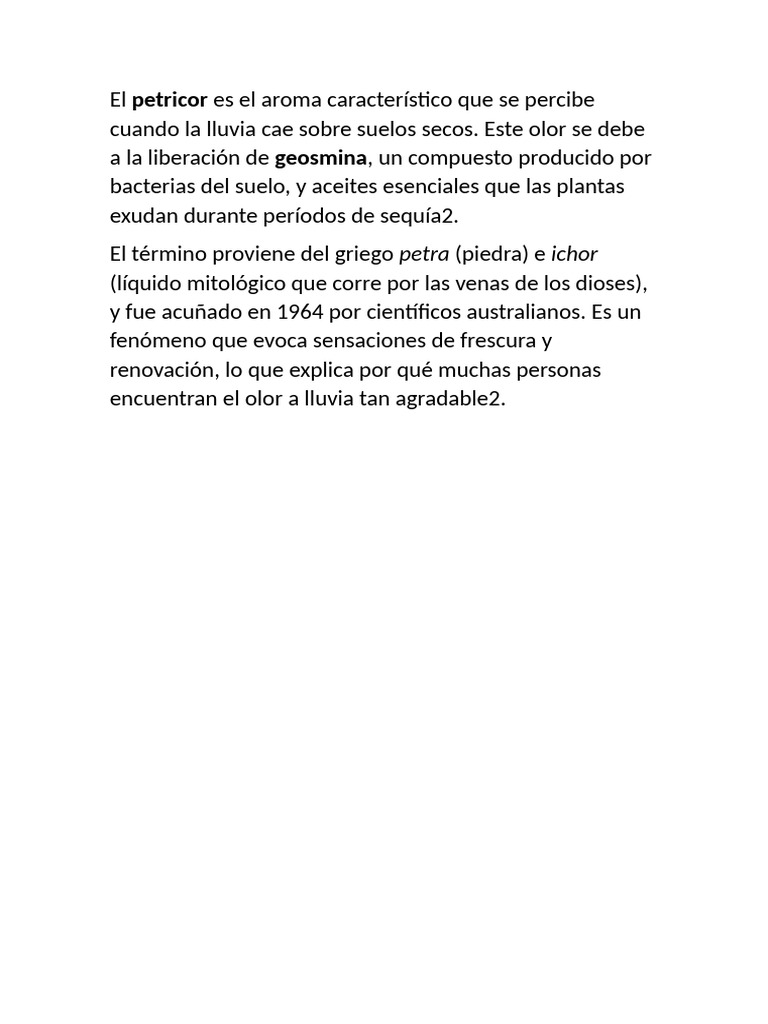 Definición y etimología del petricor | PDF