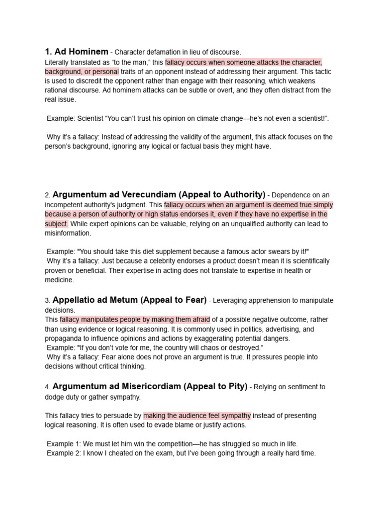 My Reviewer Fallacy - mp4 1 | PDF | Fallacy | Argument