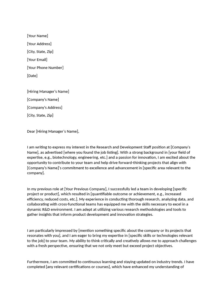 Format Cover Letter RND | PDF