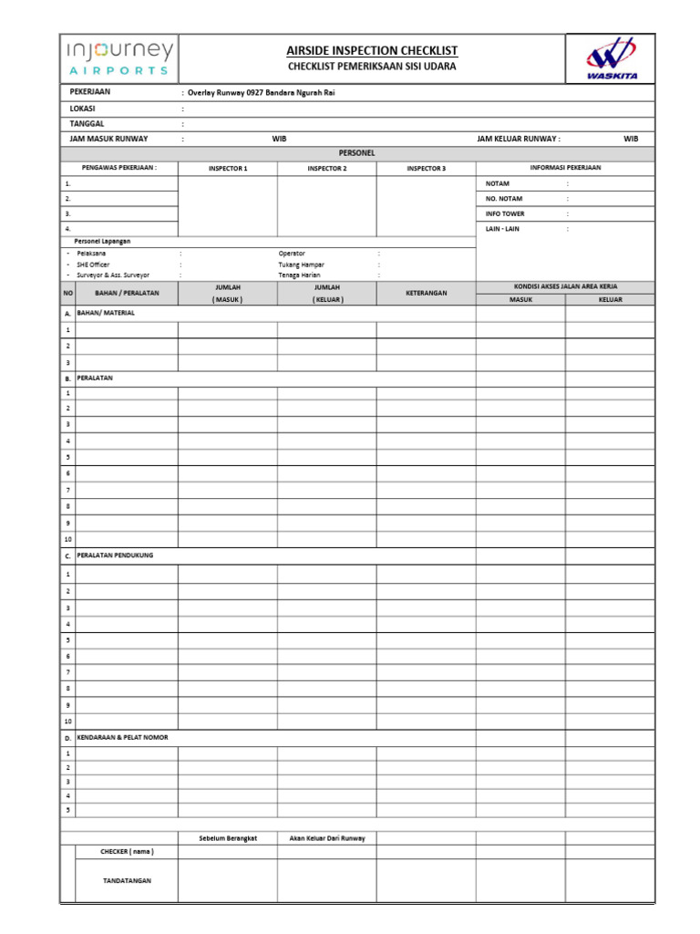 Form Checklist Airside | PDF