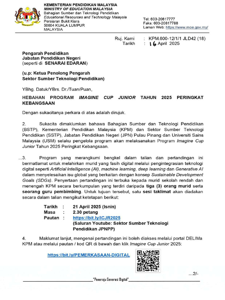 Surat Hebahan Rasmi Icjr 2025 | PDF