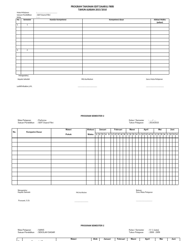 Format Prota dan Prosem | PDF