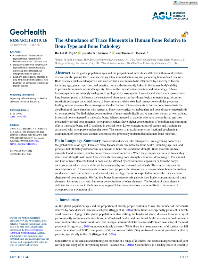 GeoHealth - 2022 - Coyte - The Abundance of Trace Elements in Human ...