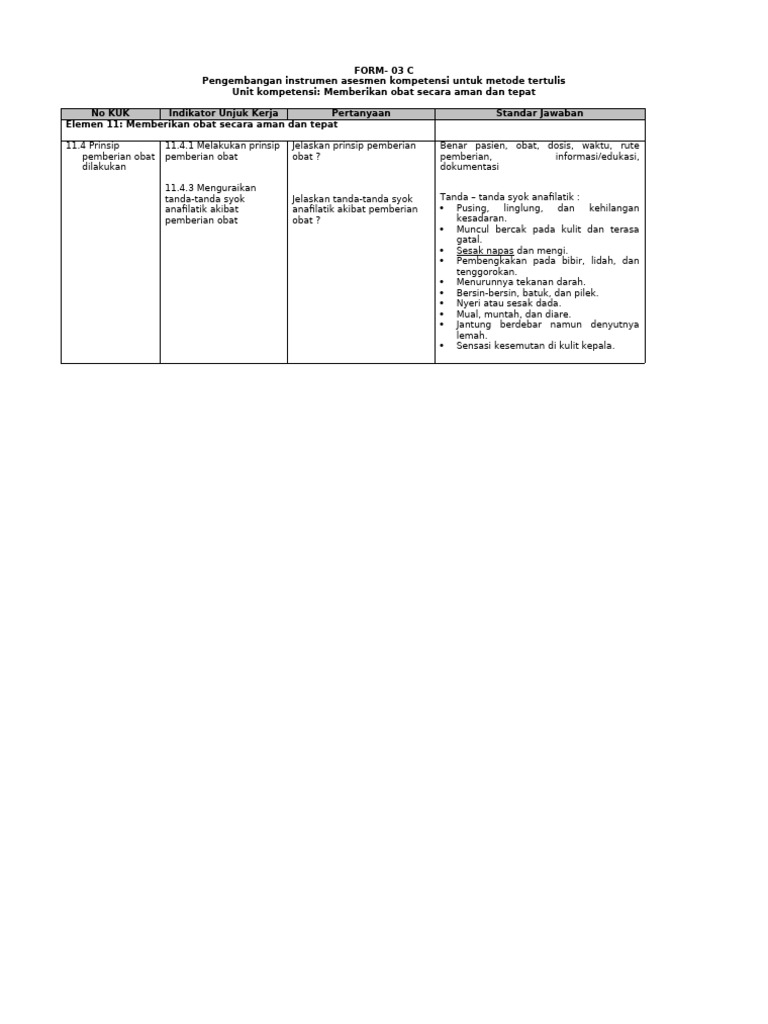 FORM-03 C (Pengembangann Penilaian Tulis) EK11 | PDF