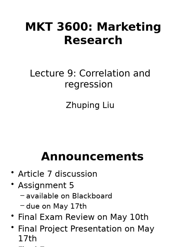 MKT3600 - L09 - Correlation and Regression | PDF | Errors And Residuals | Coefficient Of ...