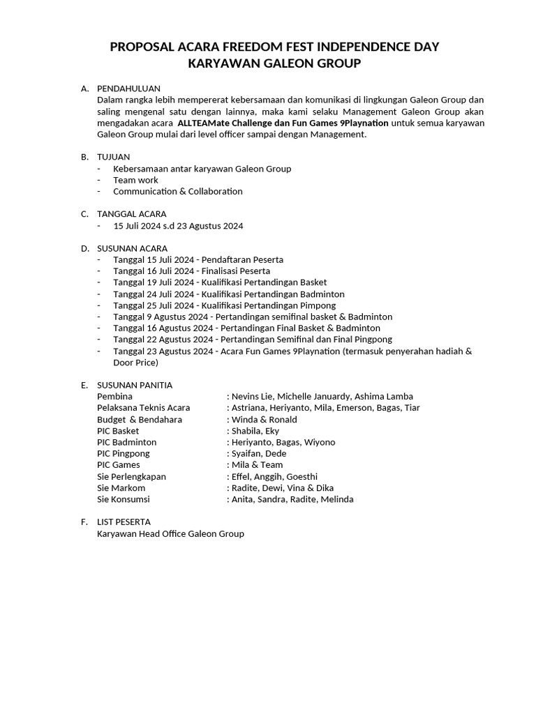 Proposal Freedom Fest | PDF