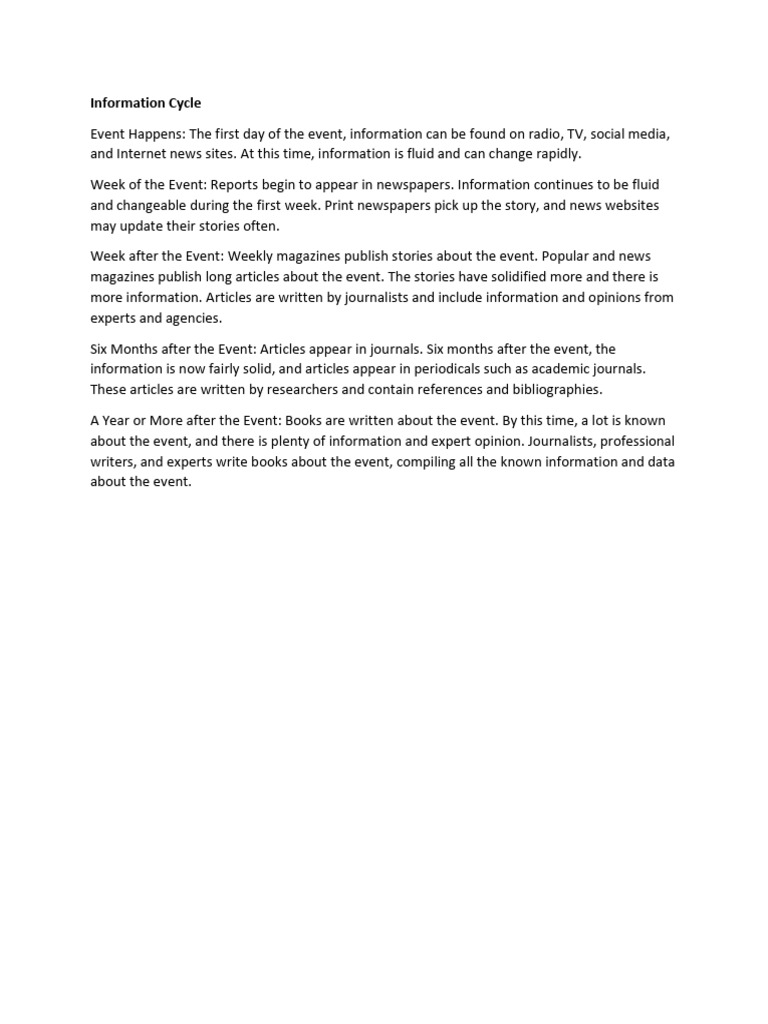 Information Cycle Plain Text of Infographic | PDF