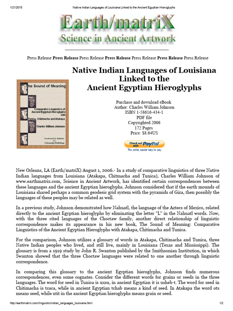 Louisiana Indian Languages & Hieroglyphs | PDF | Linguistics ...