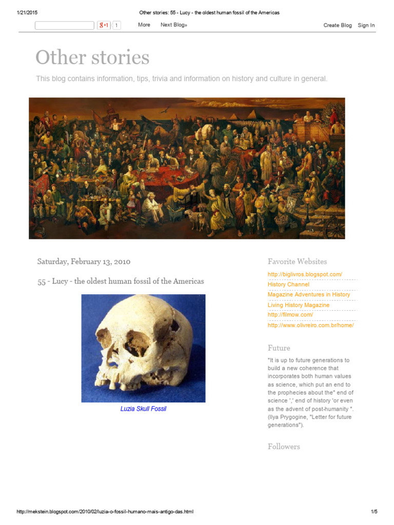 Other stories Lucy - the oldest human fossil of the Americas | PDF