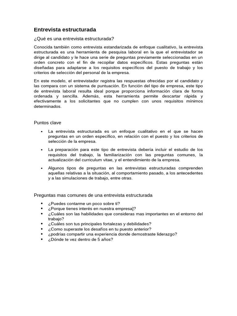 Tipos de Entrevista Segun Su Estructura Parte 2 | PDF