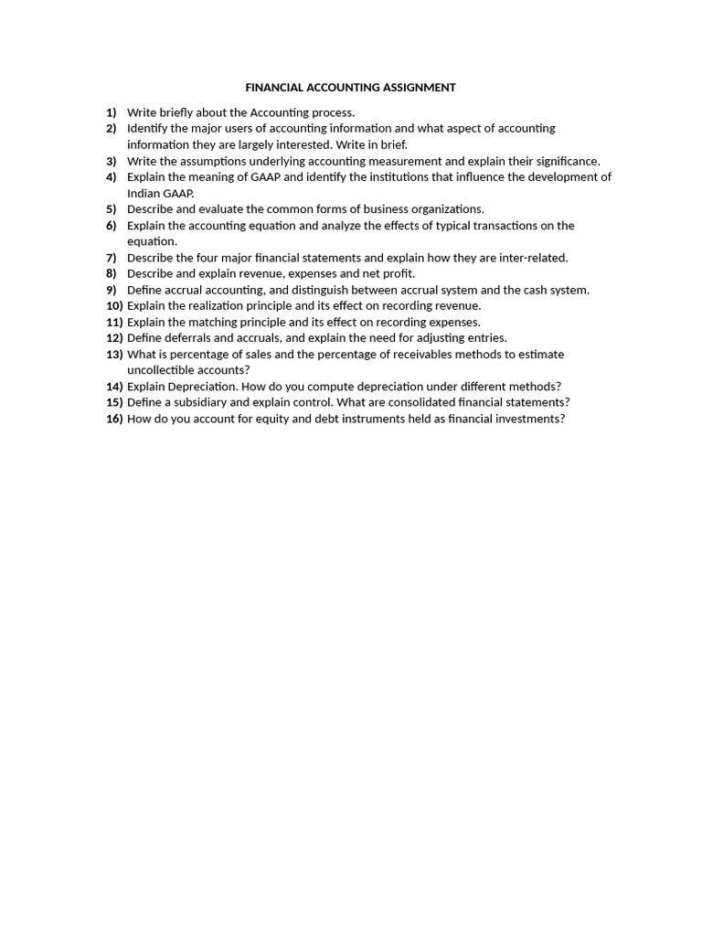 Financial Accounting Assignment | PDF