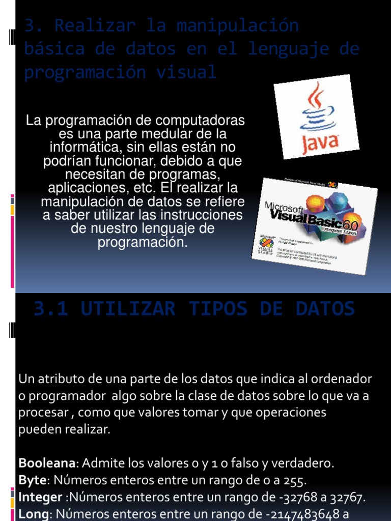 Realizar La Manipulación Básica de Datos en El Lenguaje de Programacion Visual | PDF | Active X ...