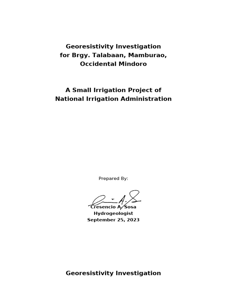 Georesistivity Study for Talabaan Wells | PDF | Aquifer | Groundwater