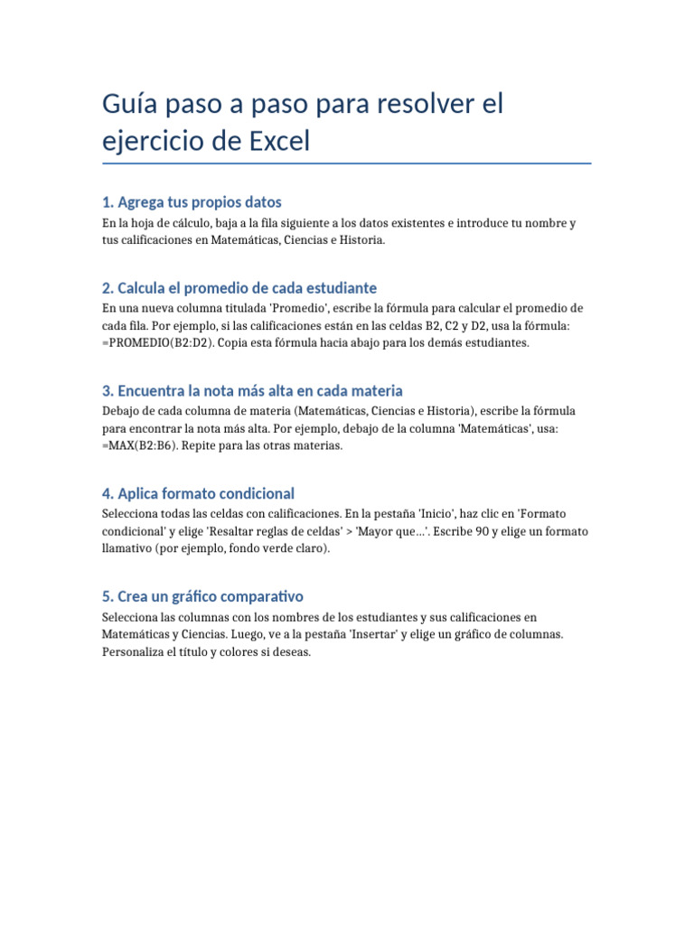 Guia Ejercicio Excel | PDF
