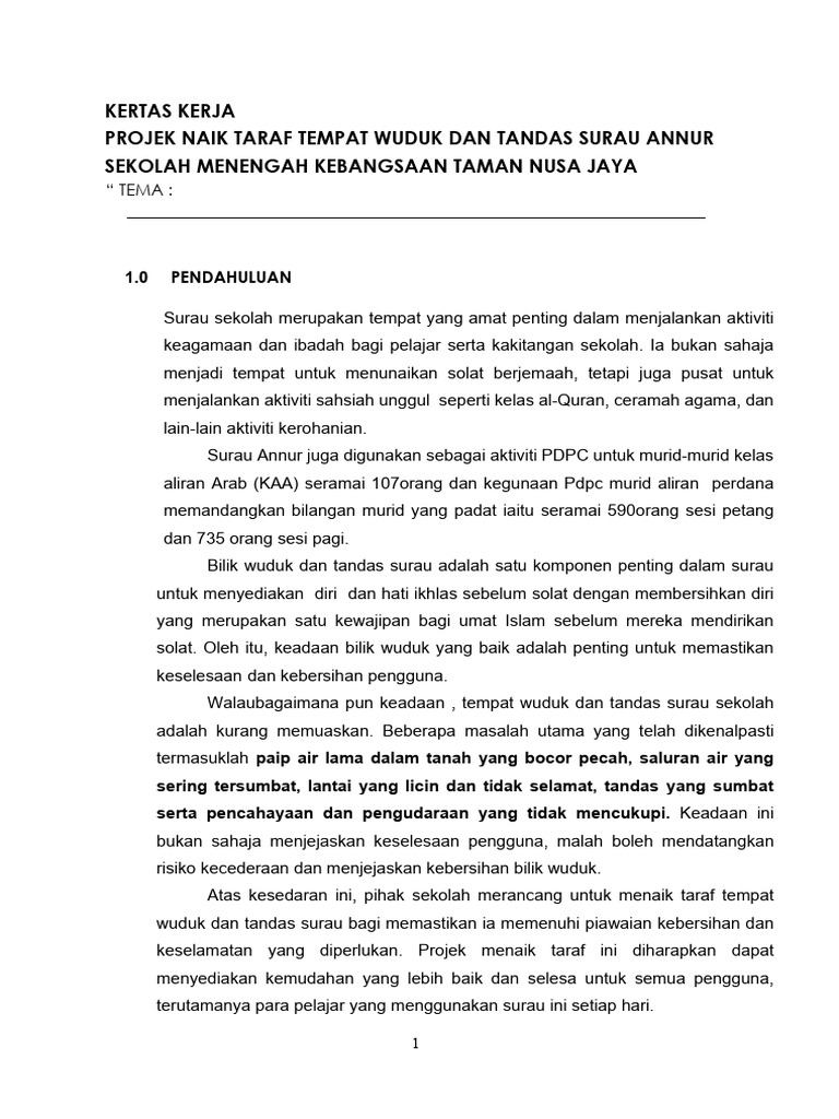 Kertas Kerja Naik Taraf Surau | PDF