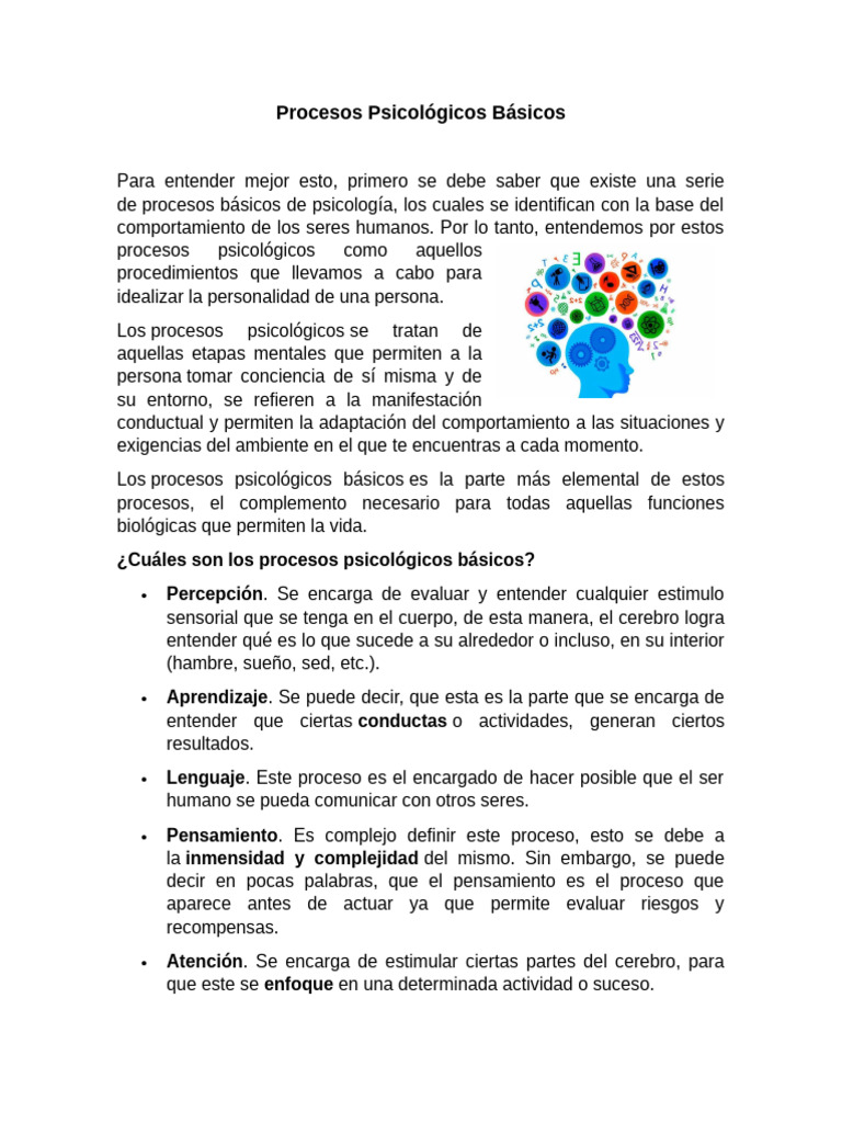 Procesos Psicológicos Básicos Explicados | PDF | Mente | Sicología