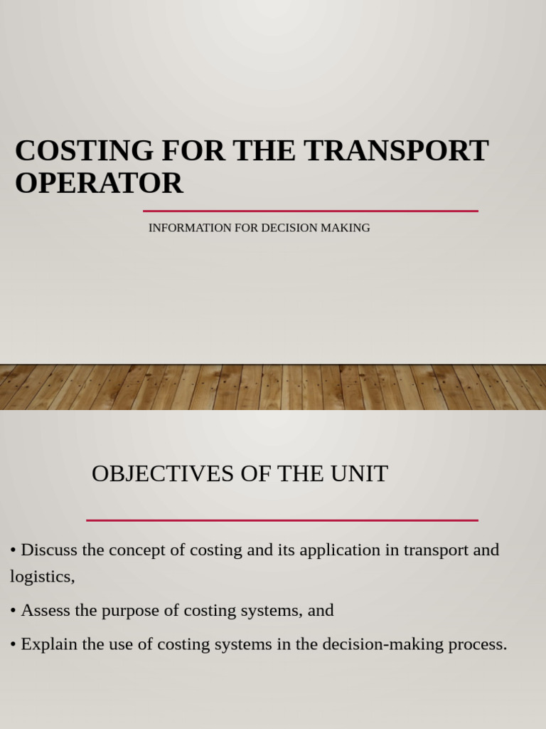 Lecture 3.costing For The Transport Operator CC | PDF | Cost | Variance