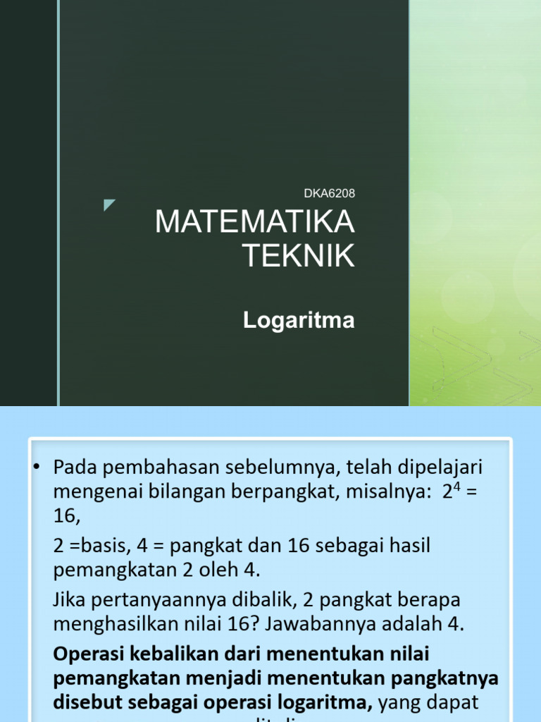 Operasi Logaritma dan Sifatnya | PDF