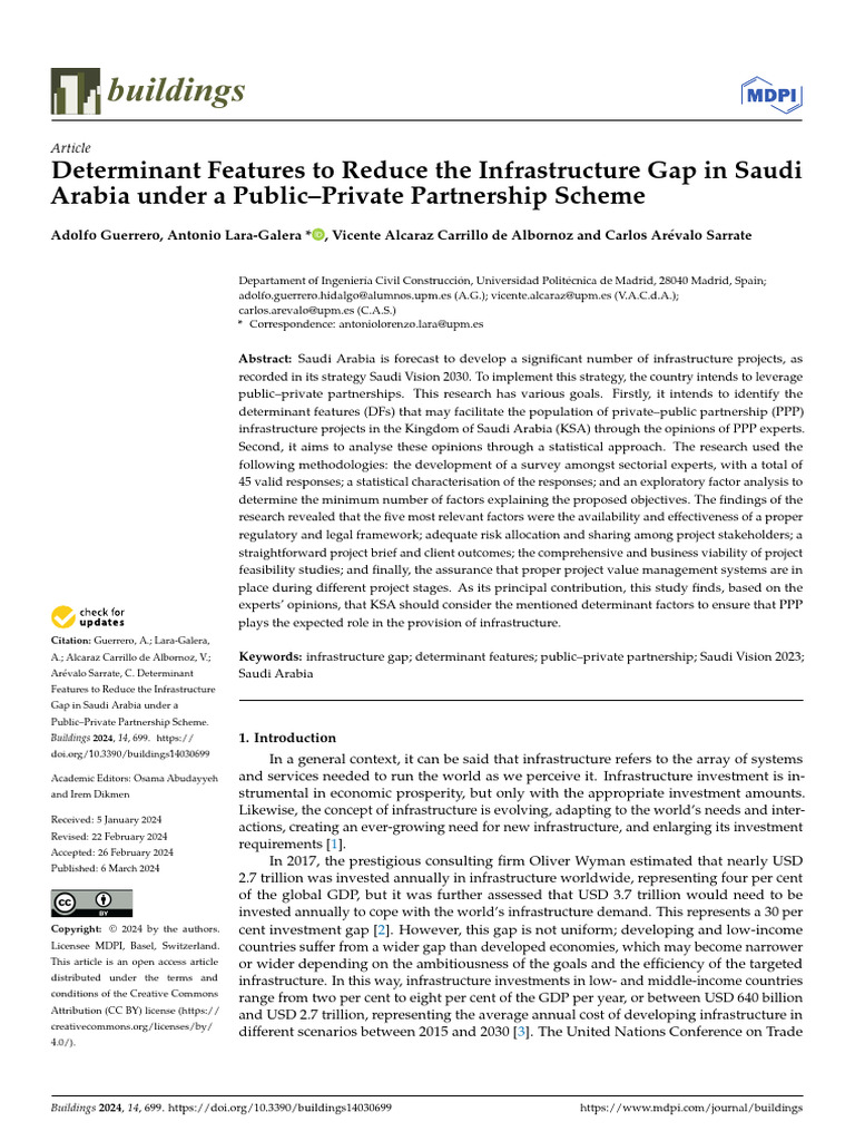Determinant Features To Reduce The Infrastructure Gap in Saudi Arabia ...