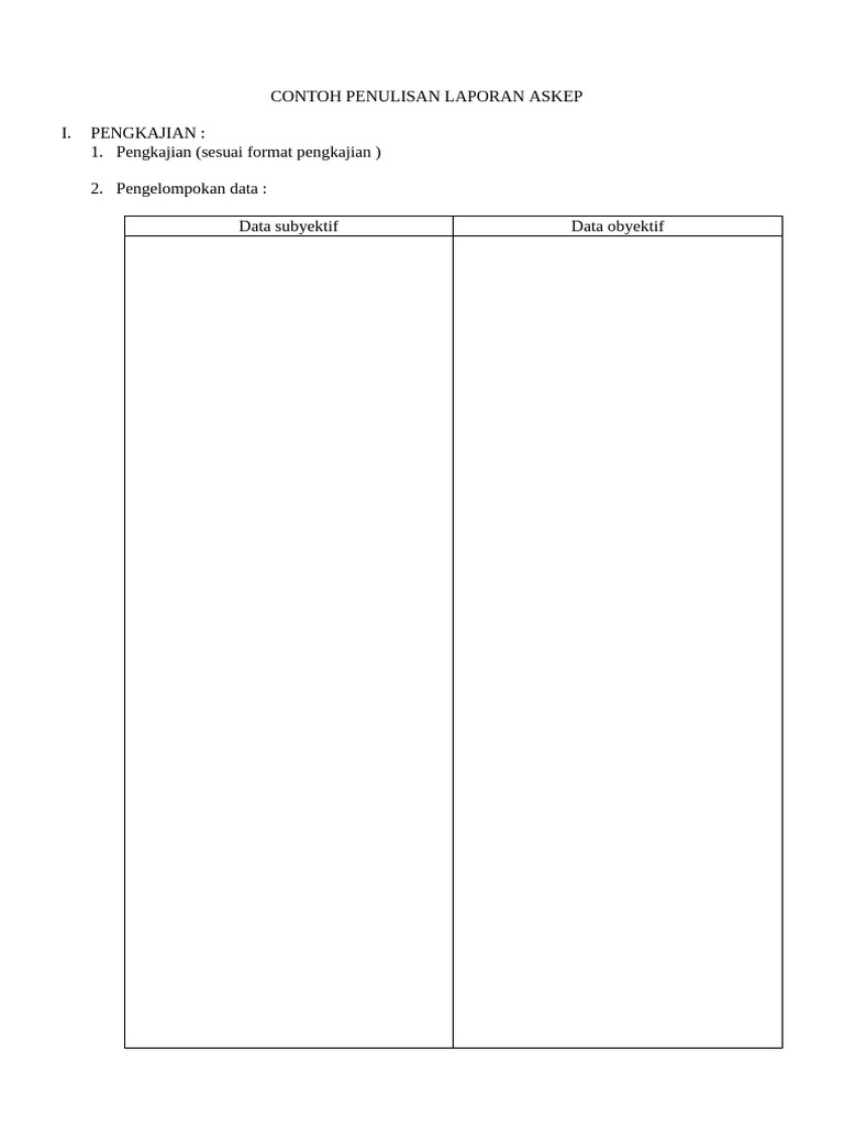 Contoh Penulisan Laporan Askep | PDF