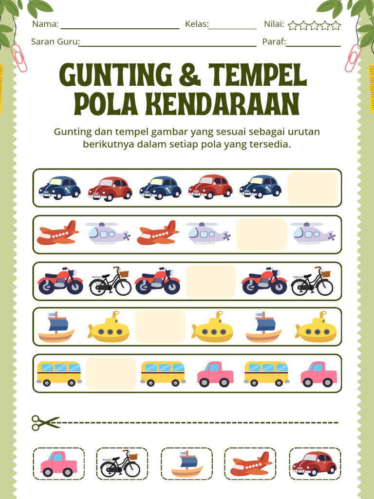 Pola Kendaraan untuk Gunting dan Tempel | PDF
