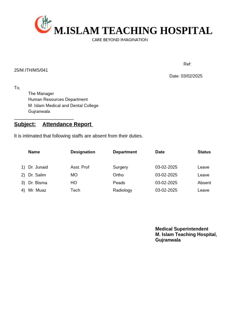Absent Report | PDF