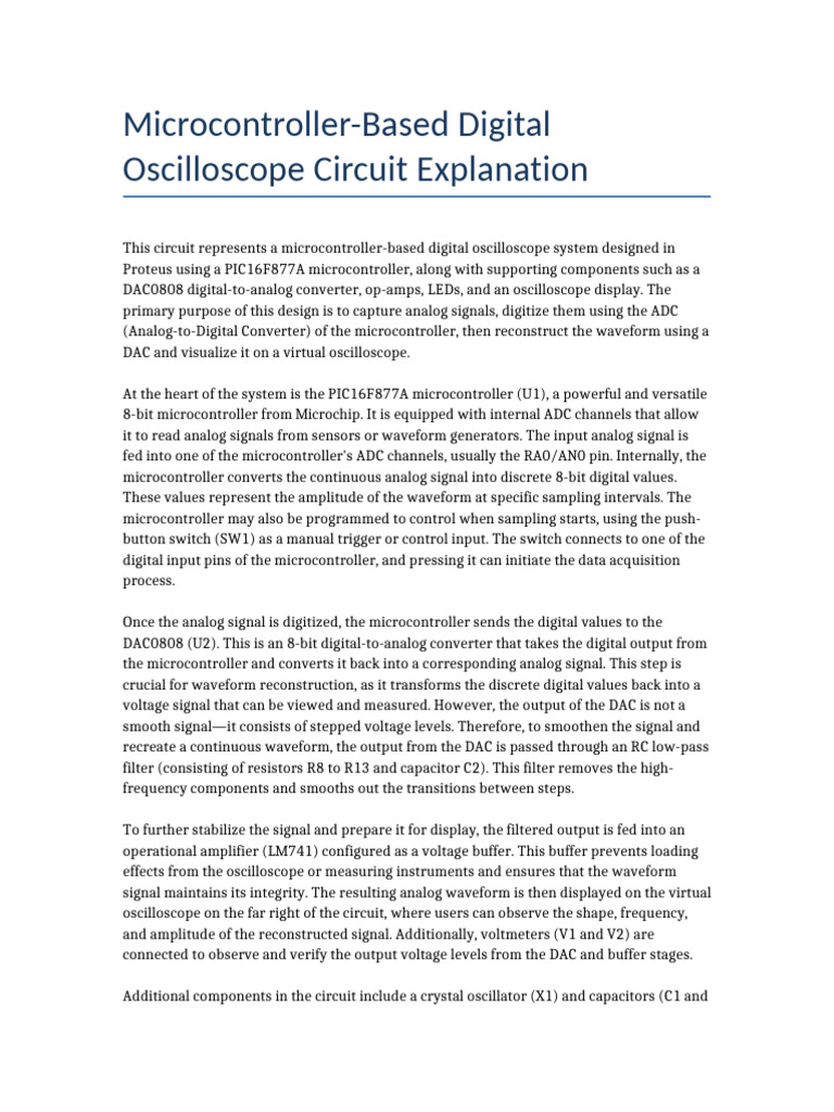 Digital_Oscilloscope_Circuit_Explanation | PDF | Analog To Digital Converter | Digital To Analog ...