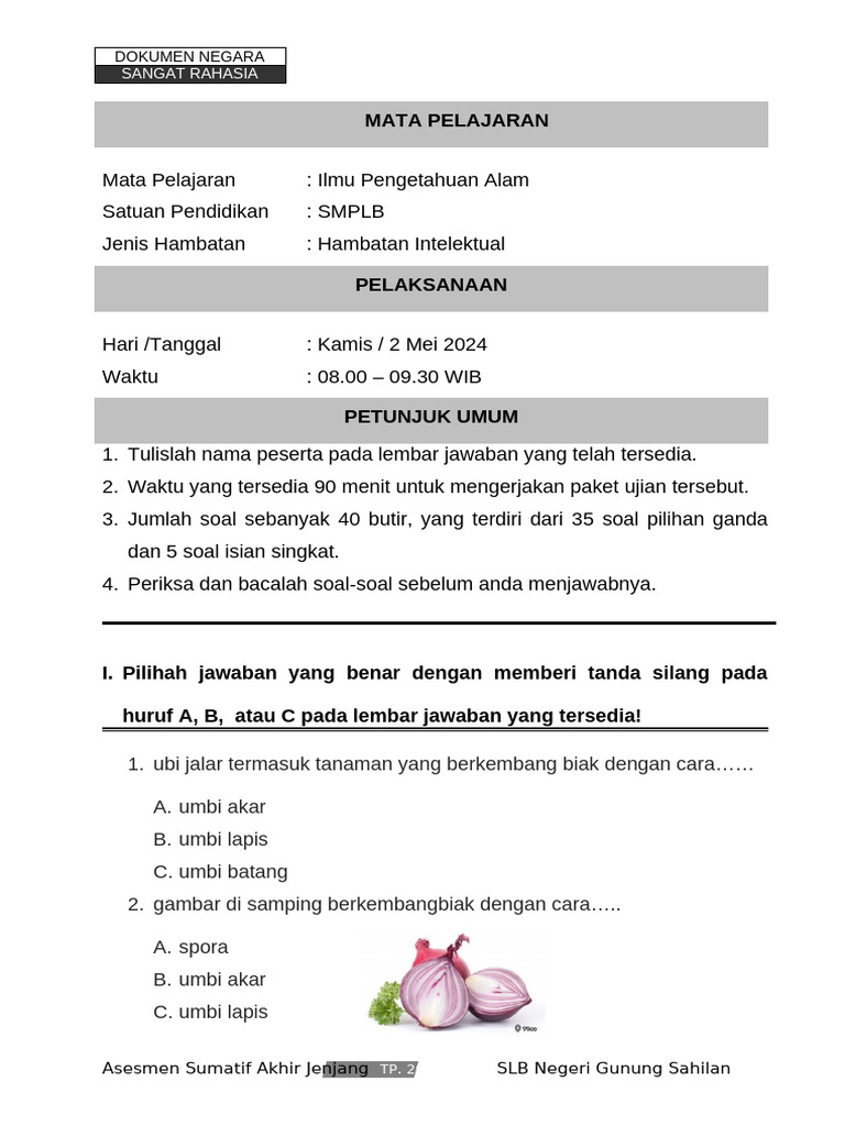 Mata Pelajaran: Sangat Rahasia | PDF