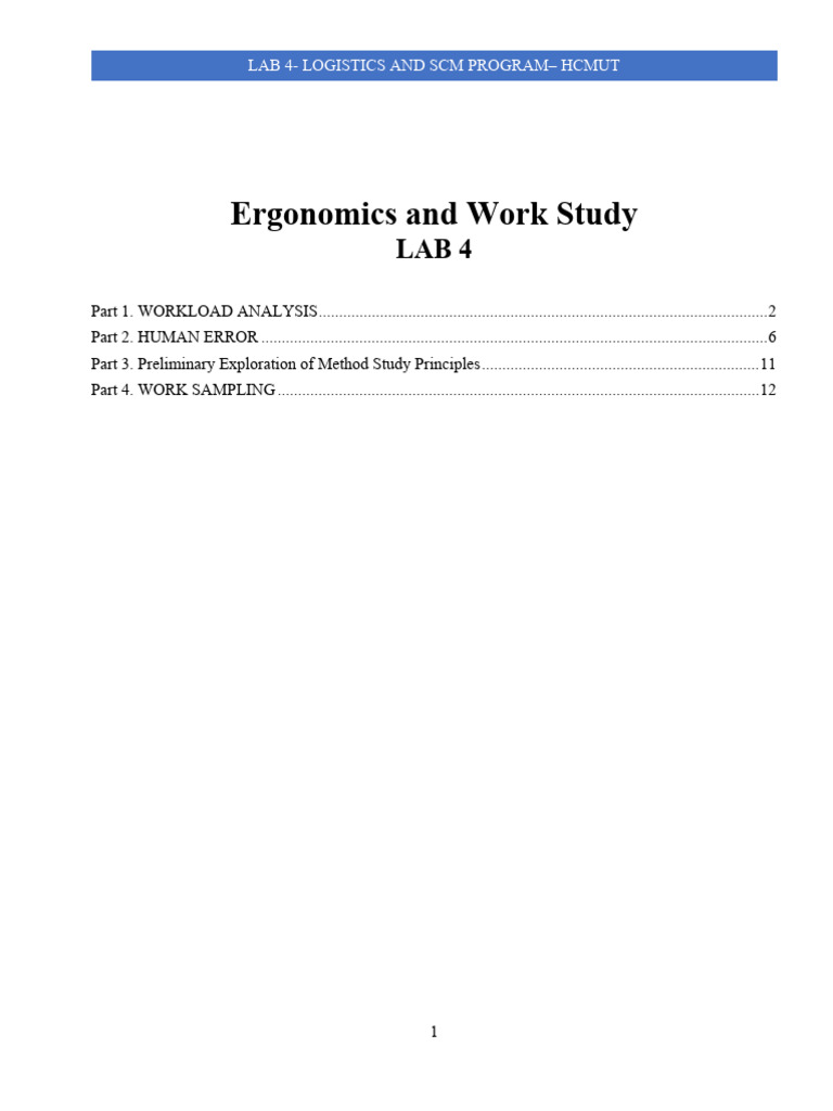 Lab 4 Ergonomics_2025 (1) | PDF | Workload | Sampling (Statistics)