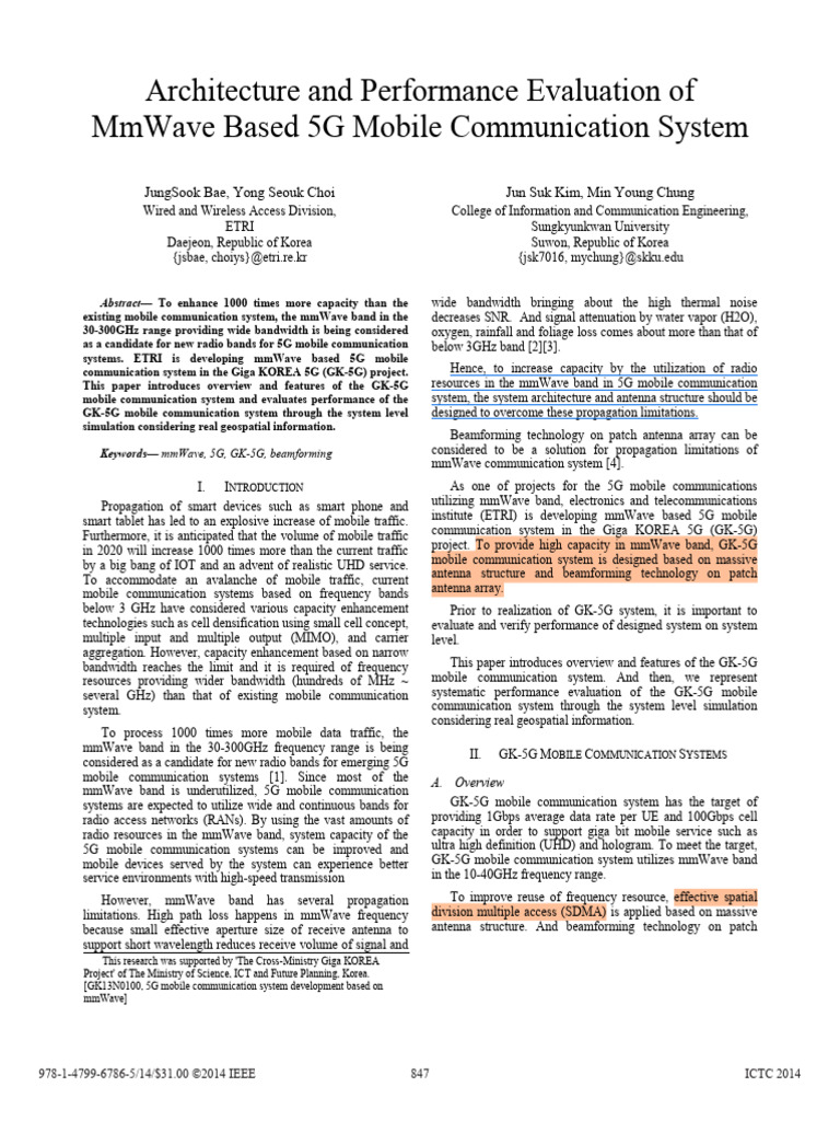 Architecture And Performance Evaluation Of Mmwave Based 5g Mobile Communication System Pdf