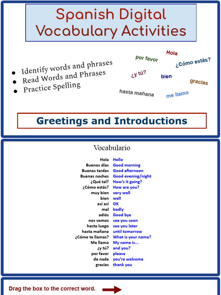 Spanish Greeting and Intro Vocabulary | PDF