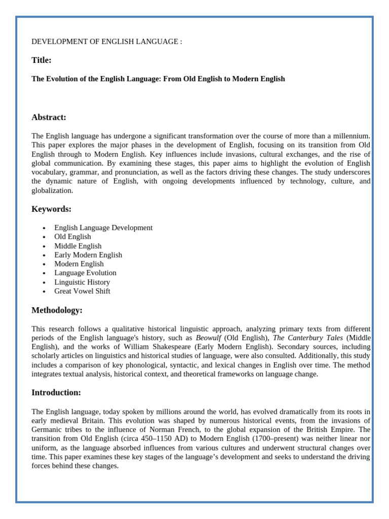 Development of English Language | PDF | English Language | Latin