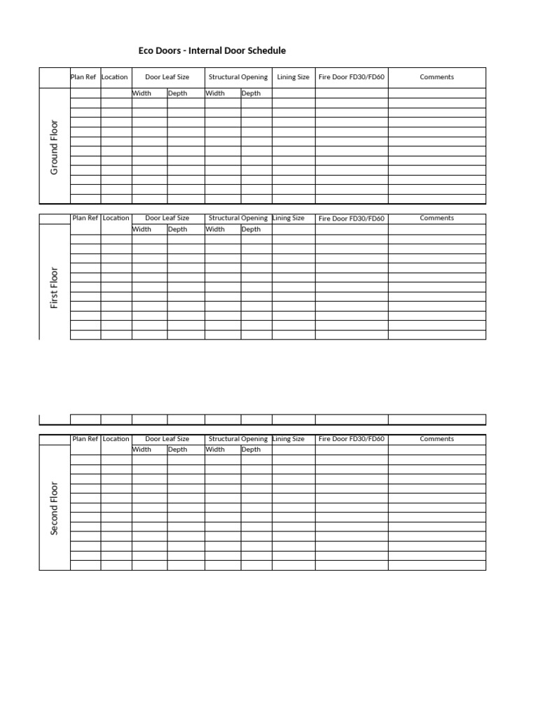 Eco Doors Internal Door Schedule Template 2 | PDF